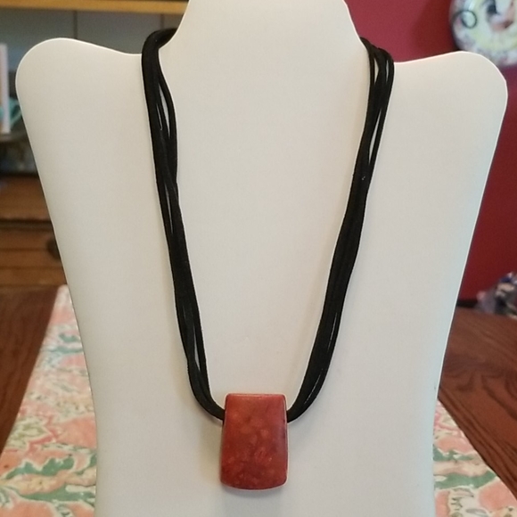 Jewelry | Rust Color Stone On Black Suede Necklace | Poshmark